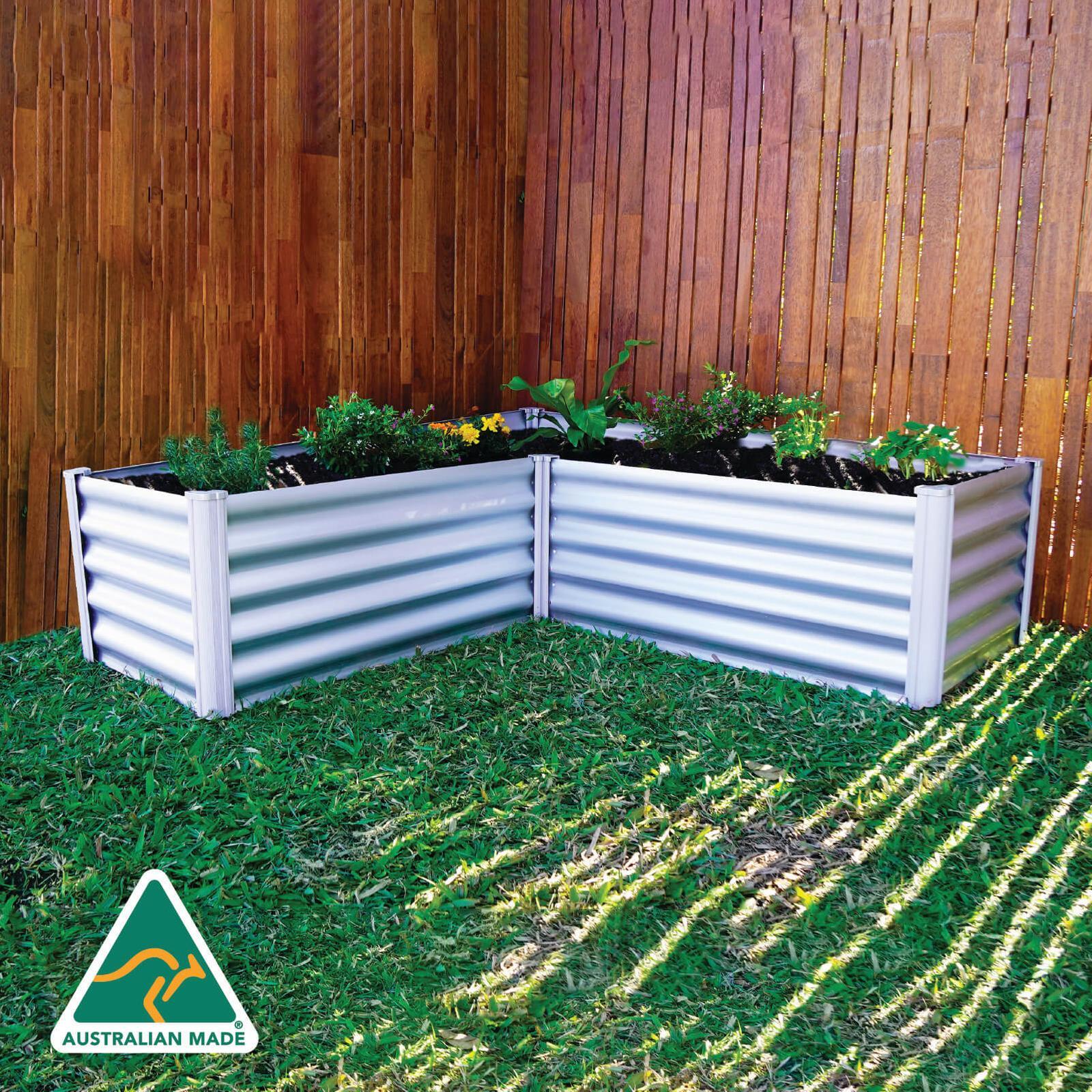 The Organic Garden Co 150 x 150 x 41cm Zincalume L Shape Raised Garden Bed Bunnings Australia