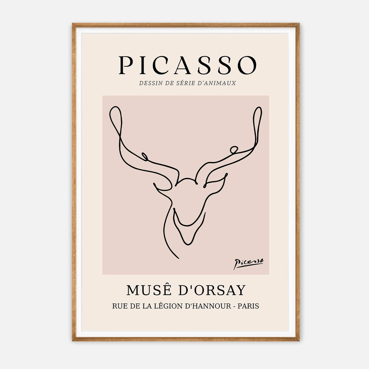 Galrie Elegant Minimalist Art Print of Picasso's Animal Drawings, Wood ...