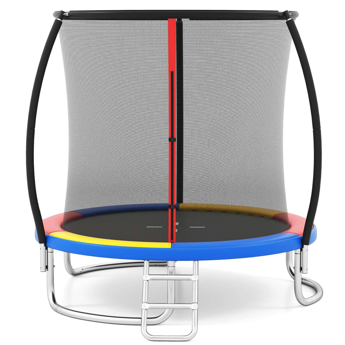 Costway 8FT Outdoor Trampoline Enclosure Net Steel Frame Round ...