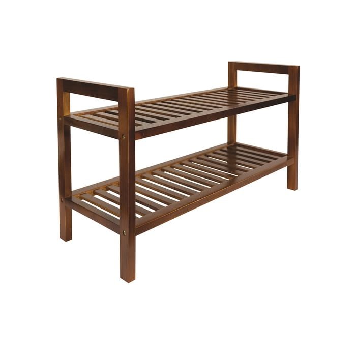 All Set Brown 2 Tier Wooden Shoe Rack - Bunnings New Zealand