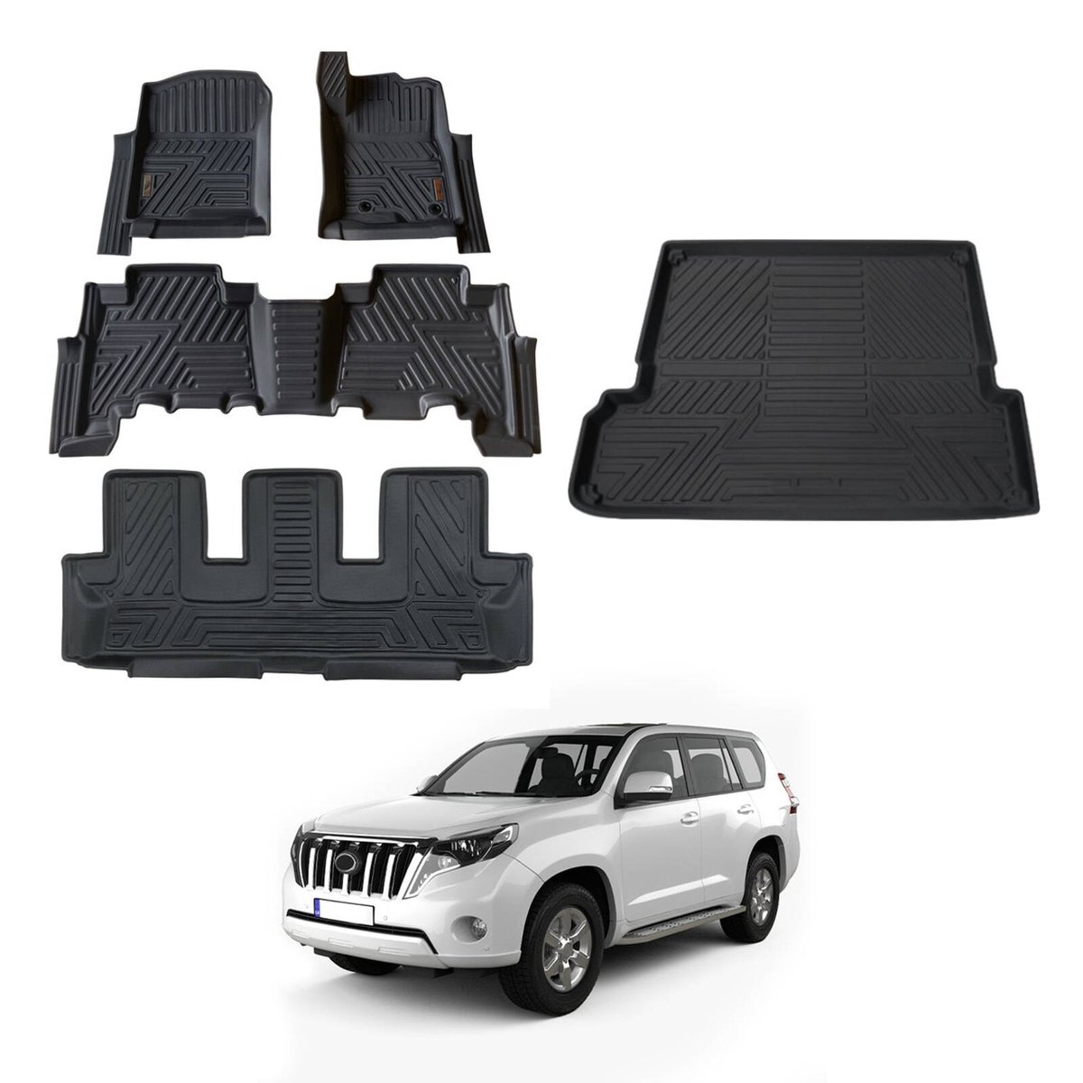 AUSGO Floor Mats & Boot Liner Set for Toyota Land Cruiser Prado 150 ...