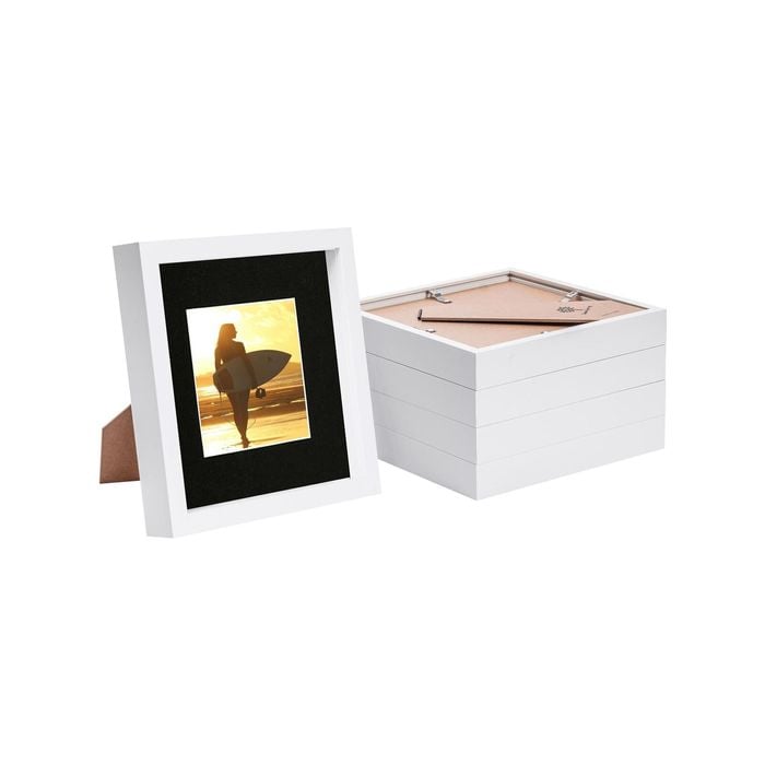 Nicola Spring 8" x 8" White 3D Box Photo Frames - 4" x 4" Mount - Pack ...