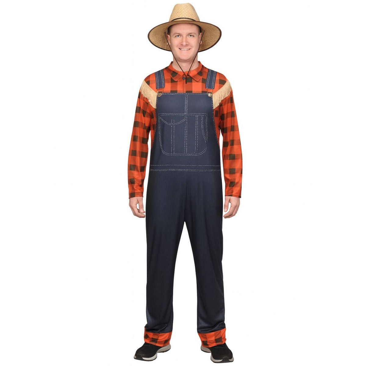 Adult Farmer Bib Costume Wo Work Overalls Halloween Fancy Dress Up S/M ...