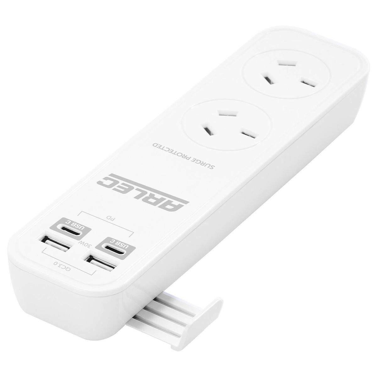 Arlec 2 Outlet Portable Powerboard with PD30W Rapid Charging USB 2xA ...