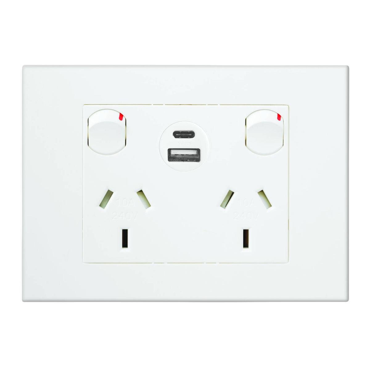 HPM White VIVO Double Powerpoint with Type A+C 15W USB Charger ...