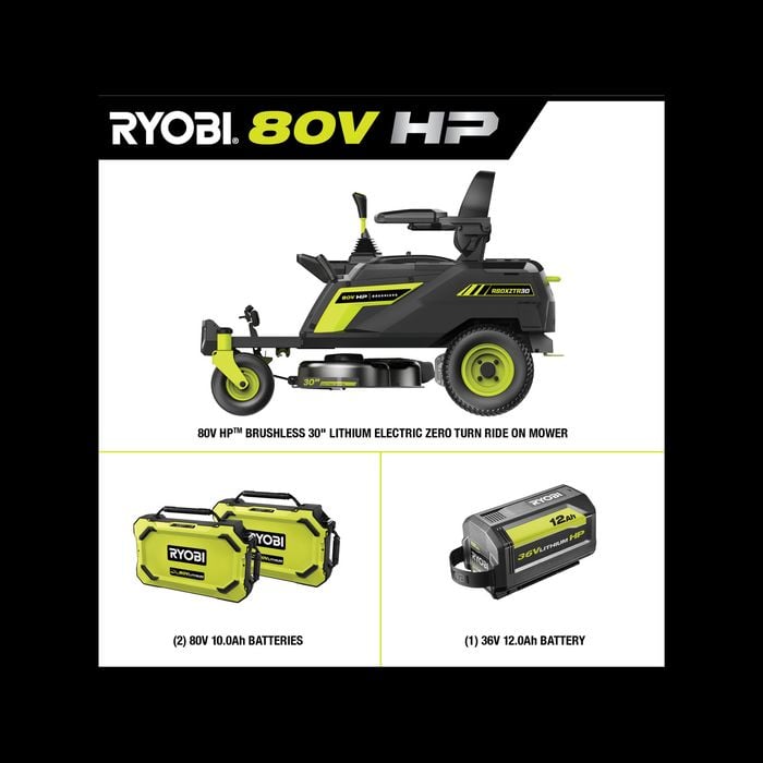 Ryobi 80V HP 30” Lithium Zero Turn Ride On Mower R80XZTR30 - Bunnings ...