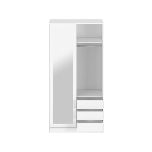Practa White 2 Door Mirror Sliding Robe - White - Bunnings Australia