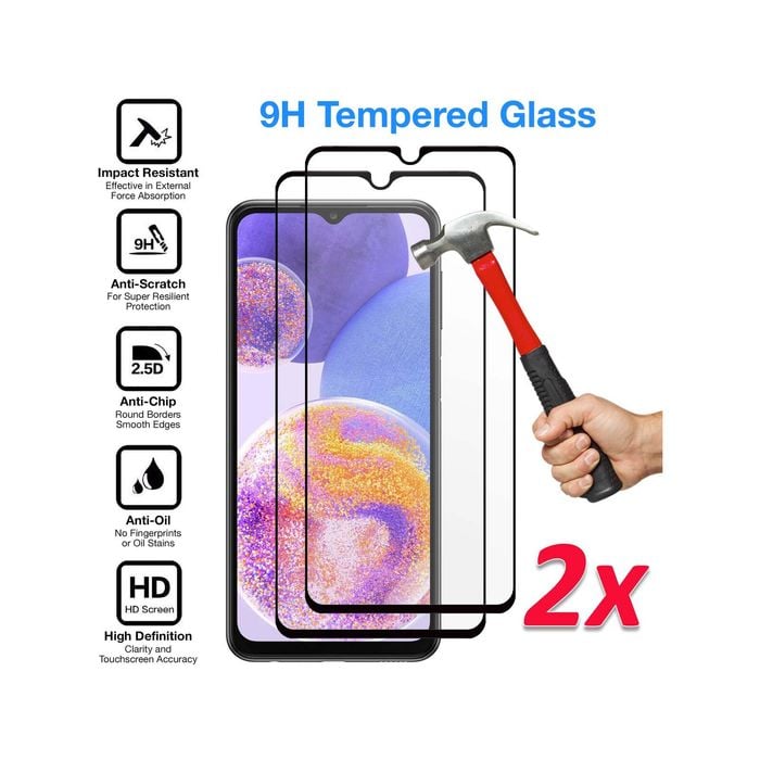 2 Pack MEZON Samsung Galaxy A23 Full Cover Tempered Glass Screen ...