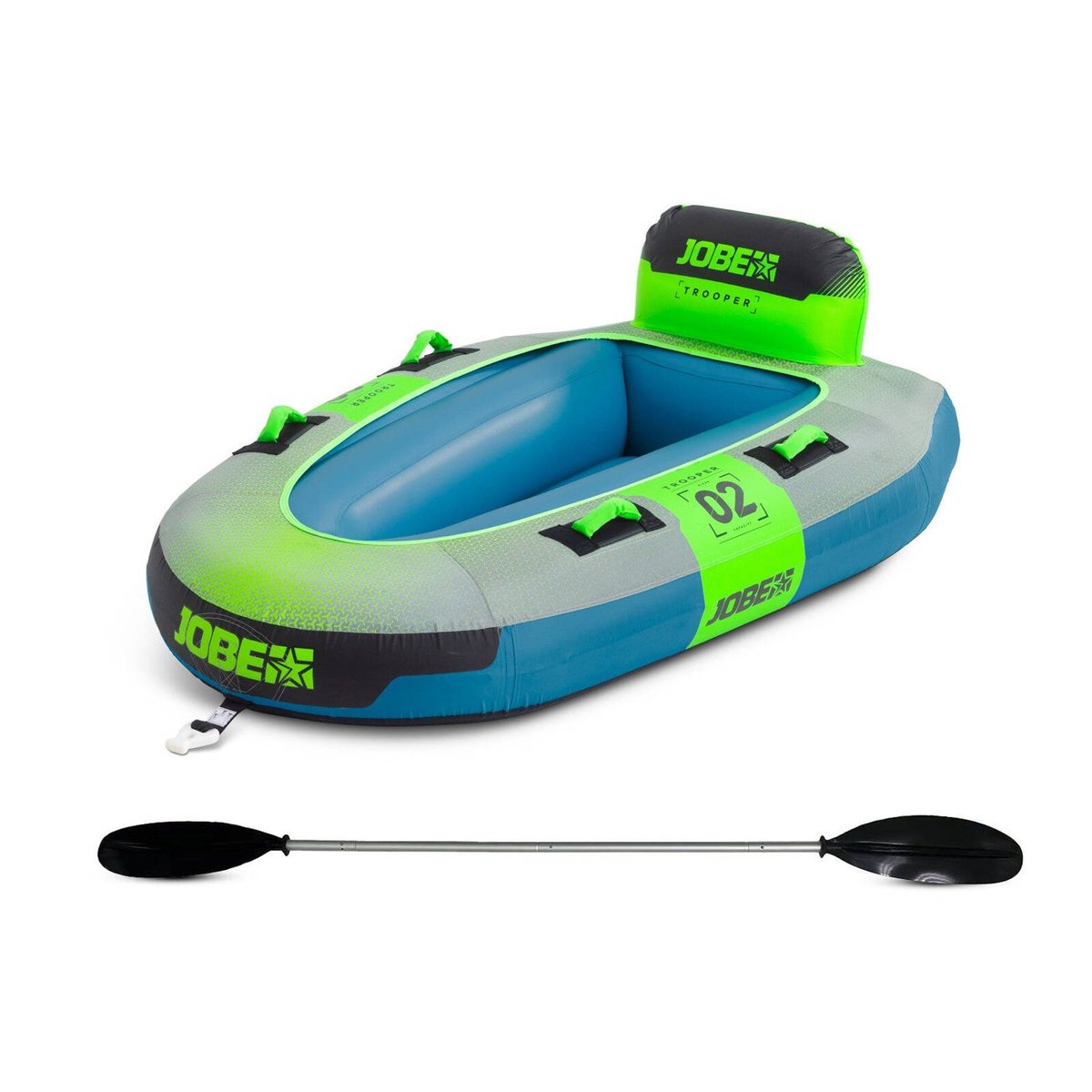 Jobe Trooper 1-Person Inflatable Towable Combo Ski Tube Kayak (Lime ...