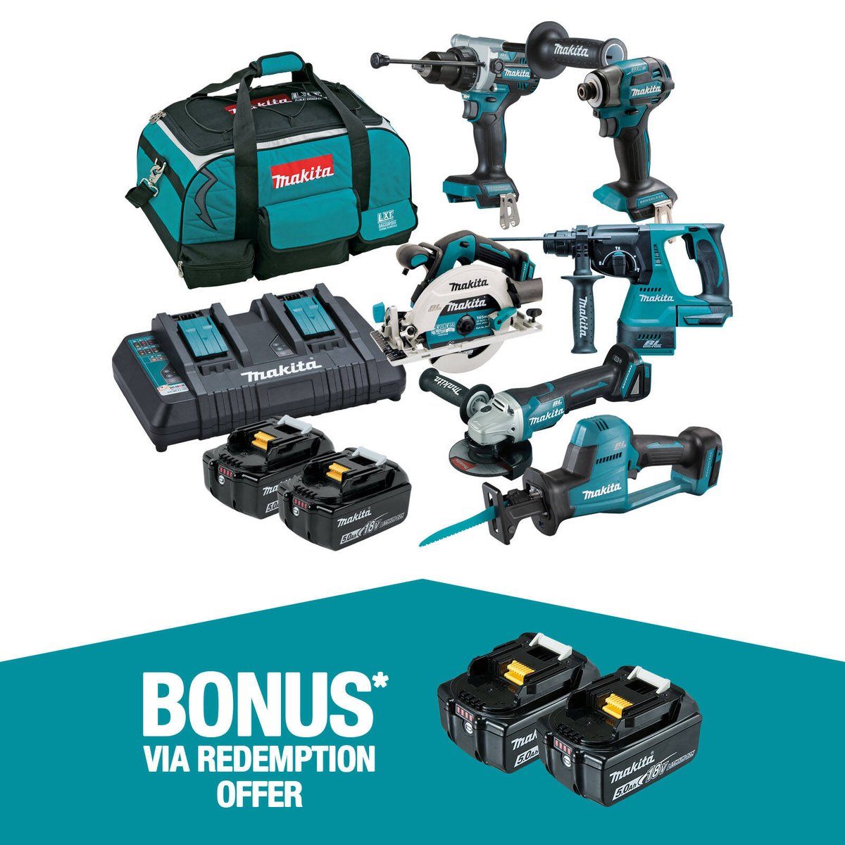 Makita 18V Brushless 6 Piece Combo Kit DLX6136TX1 - Bunnings Australia