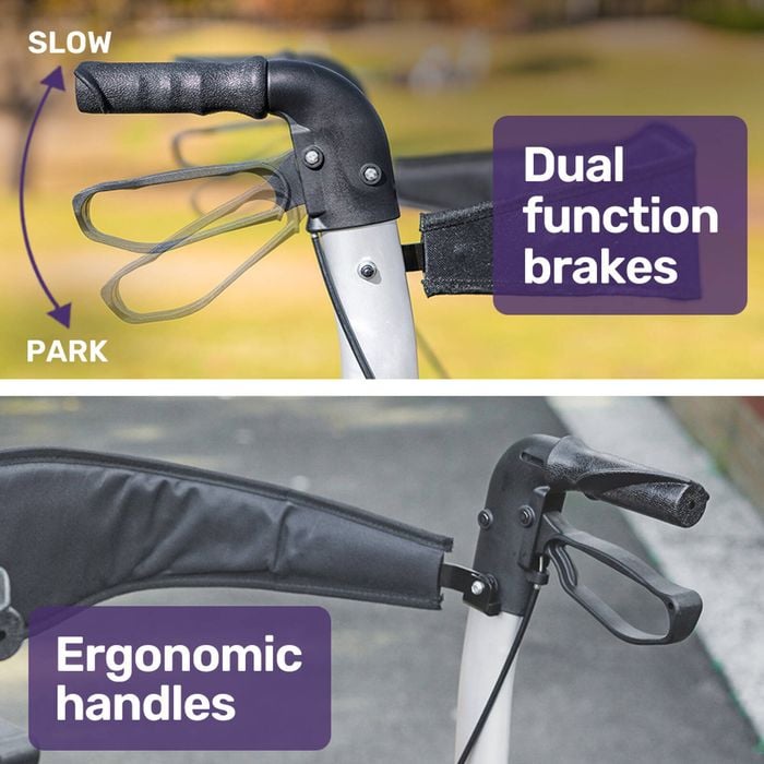 EQUIPMED 2-in-1 Foldable Aluminium Walking Frame Rollator and Transit ...