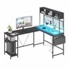 Advwin 170cm L Shaped Gaming Desk with LED Lights & Power Outlets ...