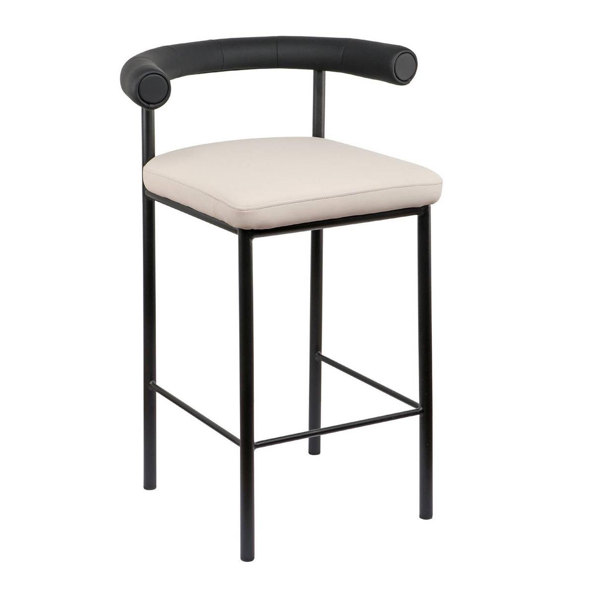 Sarantino Cedric Kitchen Bar Stool - Black and Beige - Bunnings Australia