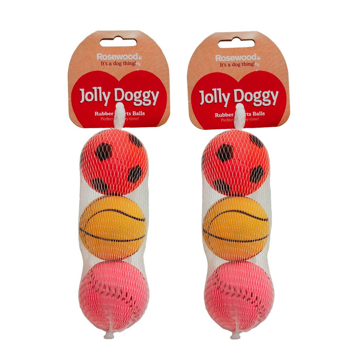 6pc Rosewood Jolly Doggy Rubber Sports Balls - Bunnings Australia