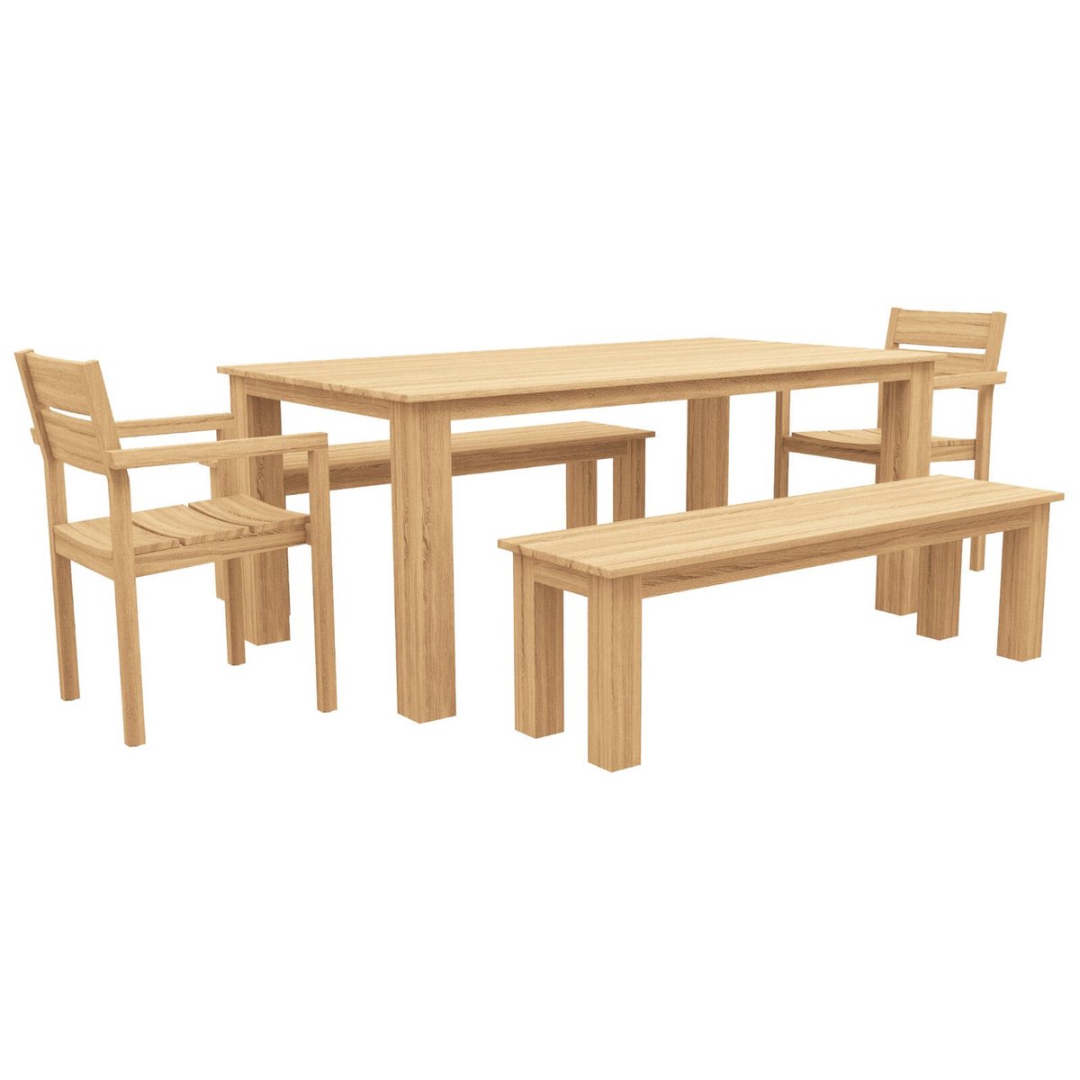 FurnitureOkay Tulsa 5-Piece Teak Outdoor Dining Setting (6-Seater ...