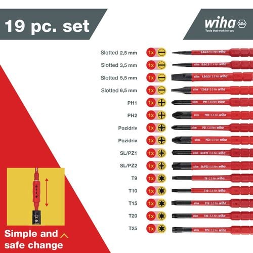 Wiha Screwdriver Set Torque VDE 0.8 - 5.0 Nm Adjustable 19 Pieces Bag - Bunnings Australia