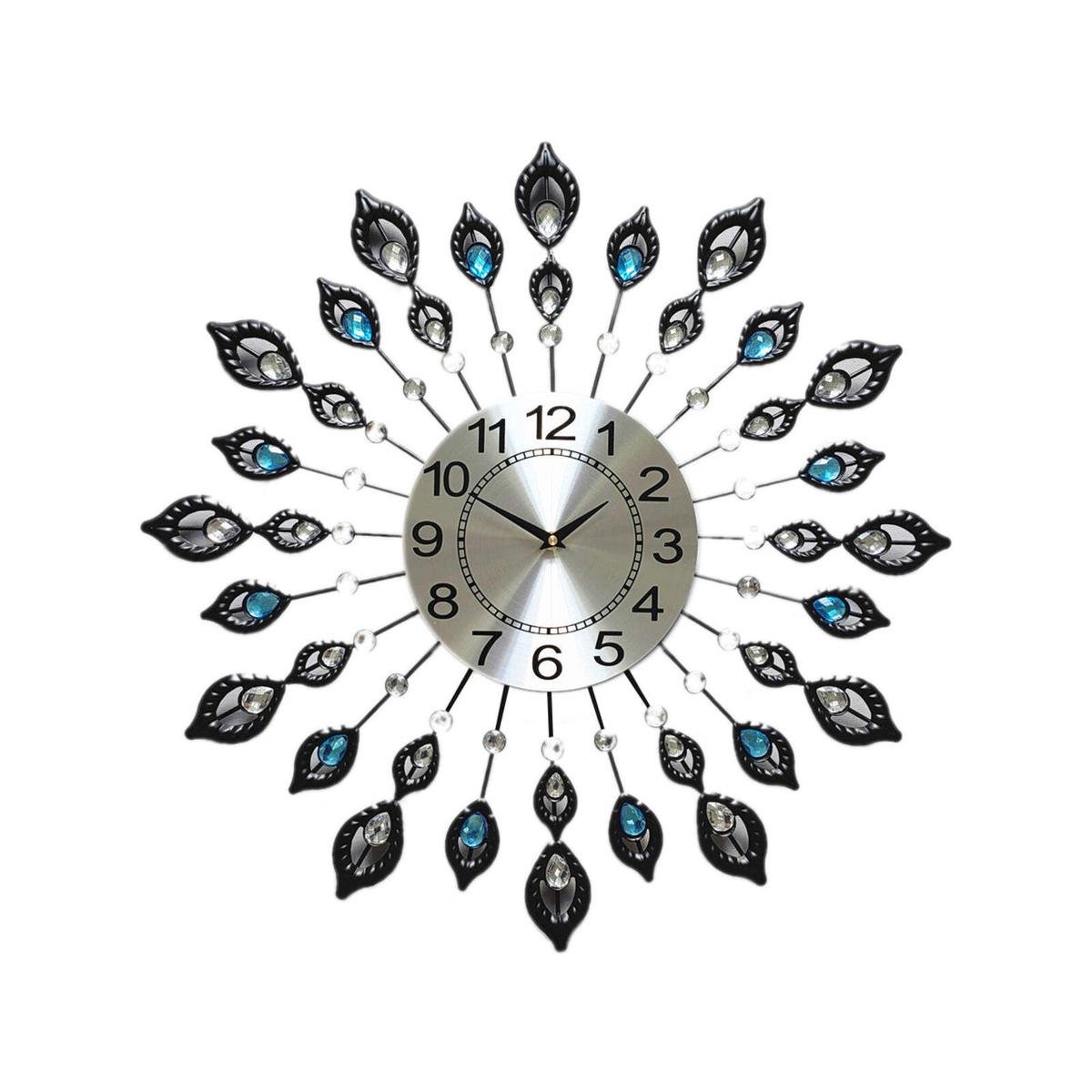 Metal Crystal Wall Clock Large Modern Home Room Art Luxury Decor Watch ...
