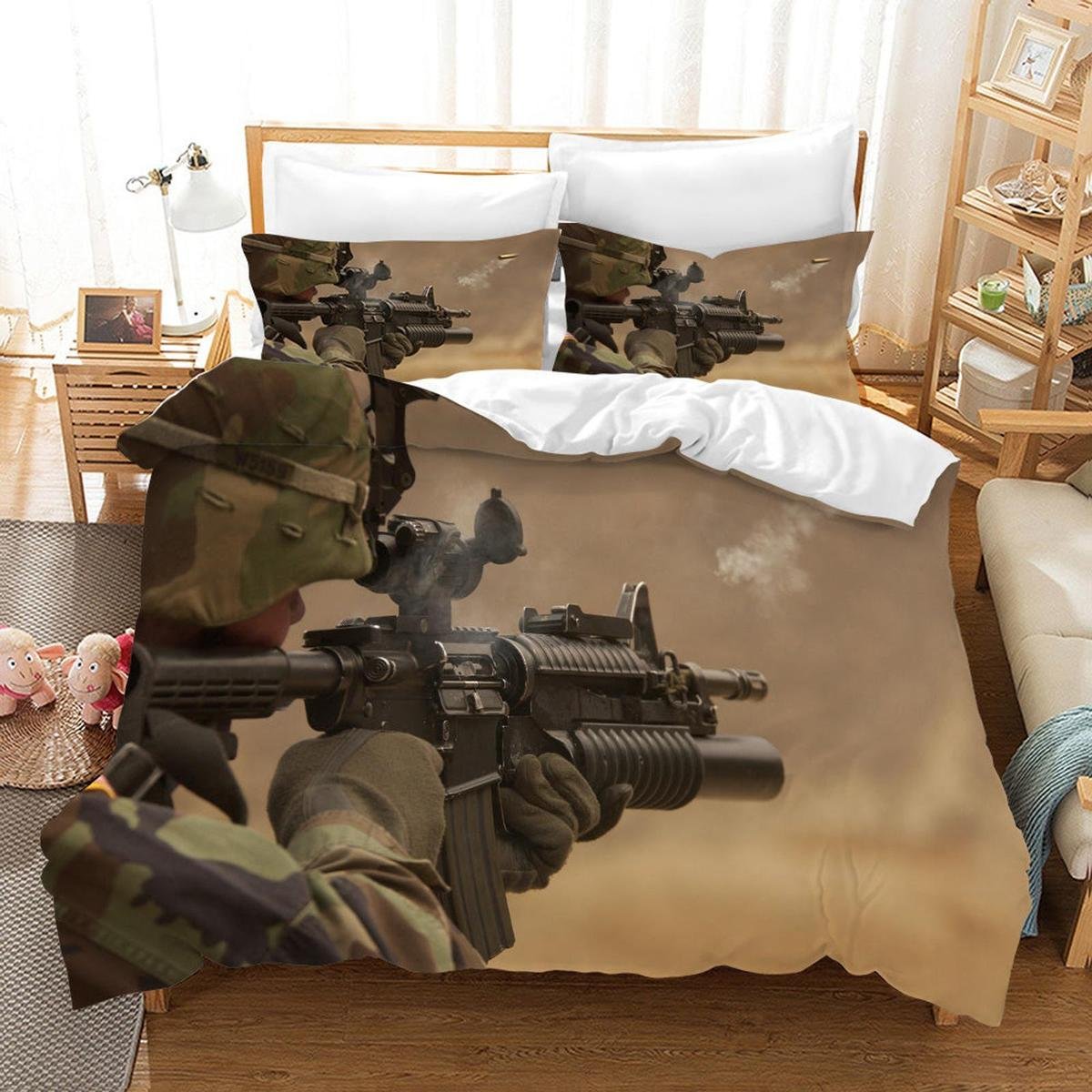 3D Military War Quilt Cover Set Bedding Set Pillowcases 04 - Bunnings ...
