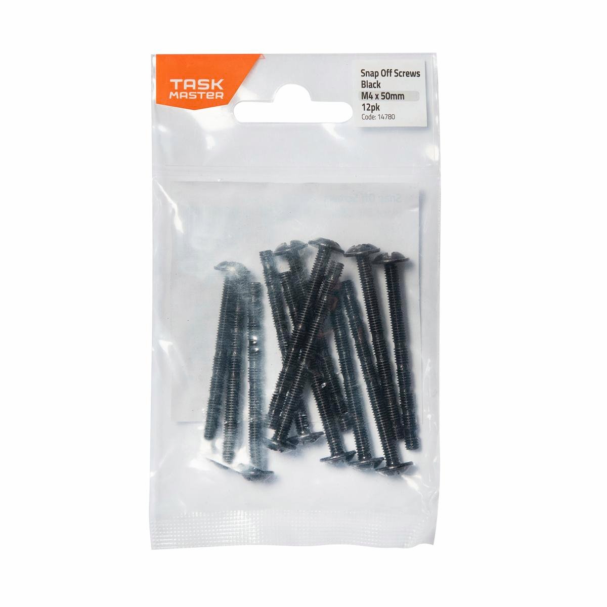 Taskmaster M4 x 50mm Black Snap Off Screw - 12 Pack - Bunnings Australia