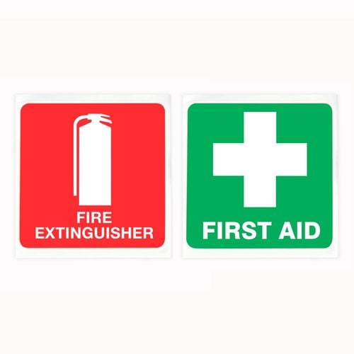 Sandleford First Aid And Fire Extinguisher Sign PVC Sticker - Bunnings ...