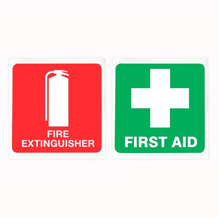 Sandleford First Aid And Fire Extinguisher Sign PVC Sticker - Bunnings ...