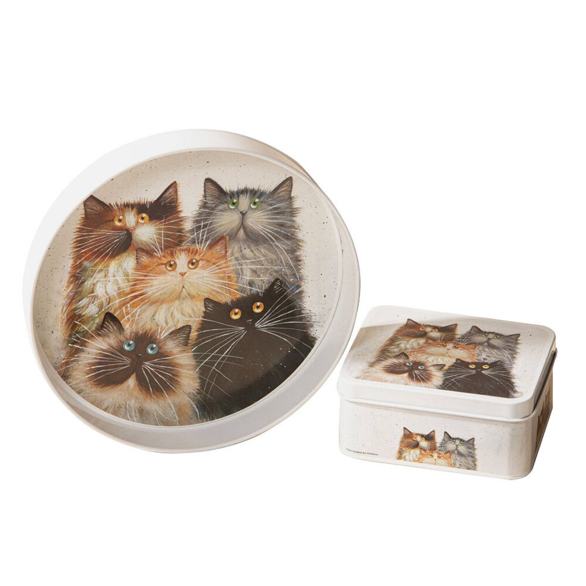 Ashdene Kim's Cats Galvanise Steel Round Serving Tray White 30.5x30.5cm ...