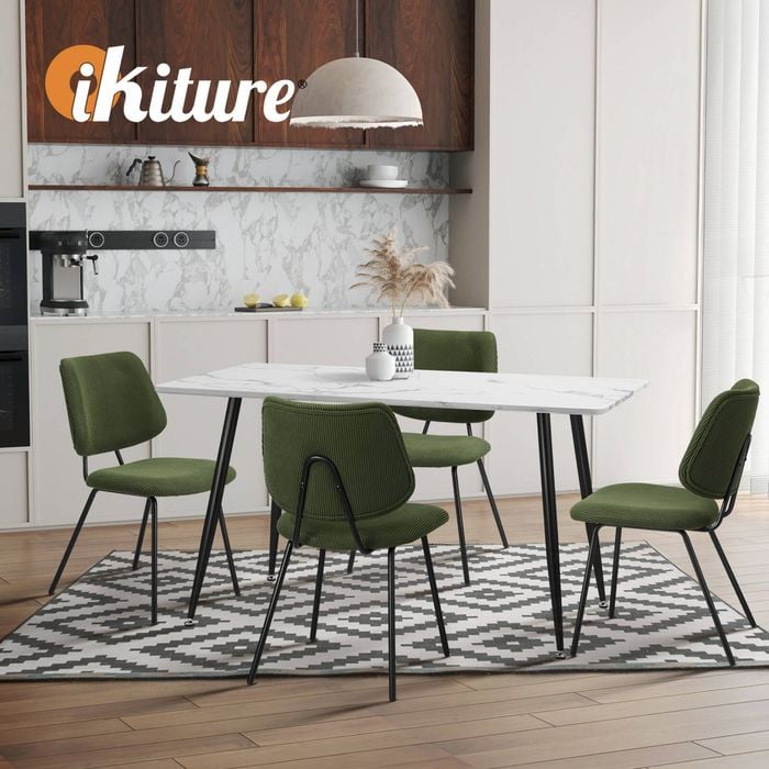 Oikiture 6x Dining Chair Vintage Retro Polyester Kitchen Padded Lounge ...