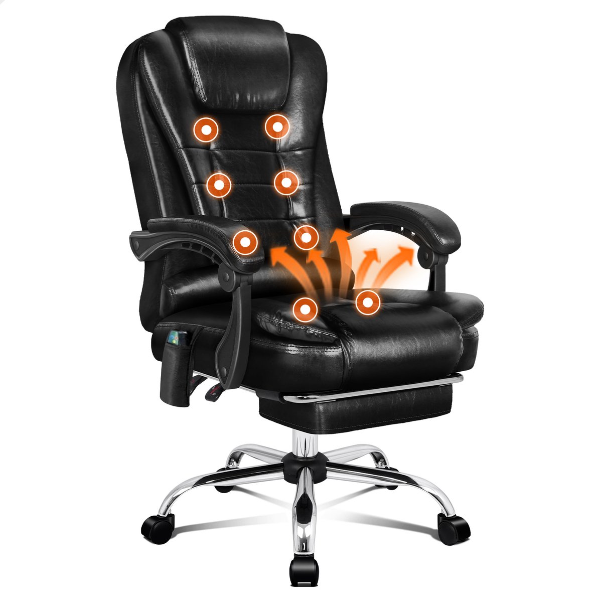 ALFORDSON Executive Office Chair Massage Heated Glossy Black - Bunnings ...