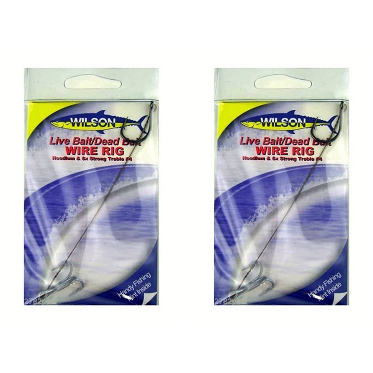 2x Wilson Live Bait/Dead Bait Wire Rig - #4 Treble & Hoodlum - 69lb ...