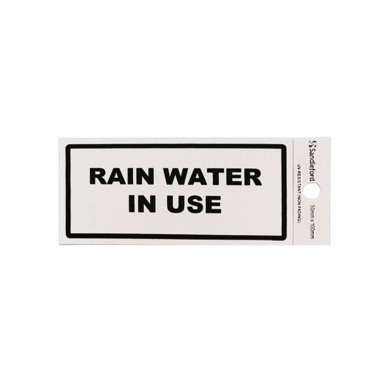 Sandleford Rain Water In Use Self Adhesive Sign - Bunnings Australia