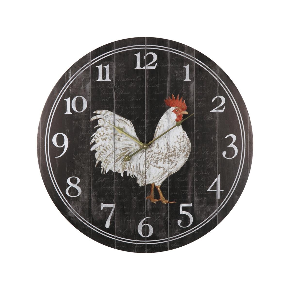 Willow & Silk MDF 60cm Large Round Chook/Rooster Wall Clock - Bunnings ...