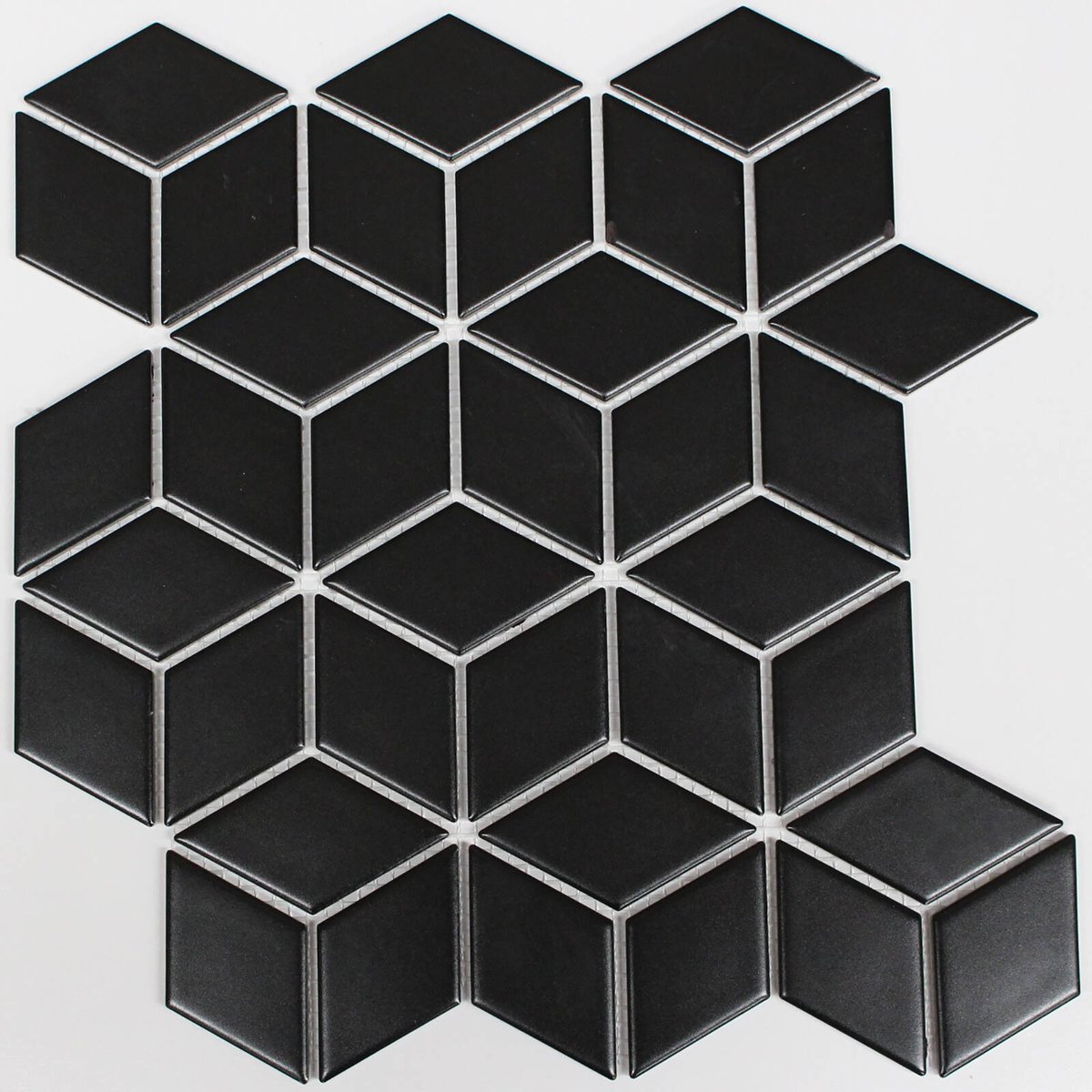 Johnson Tiles 305 x 266mm Black Satin Diamond Mosaic - Each - Bunnings ...
