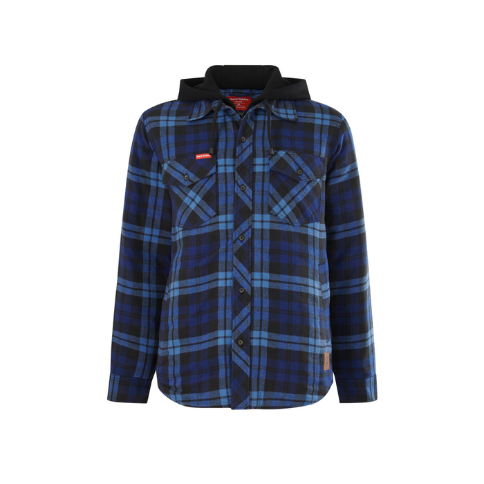 Hard Yakka Size XL Blue Quilted Flannel Hooded Shacket - Bunnings Australia
