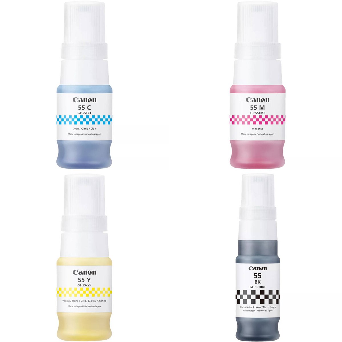 4x Pack Genuine Canon GI-55 C/M/Y/K Ink Bottle - Bunnings Australia