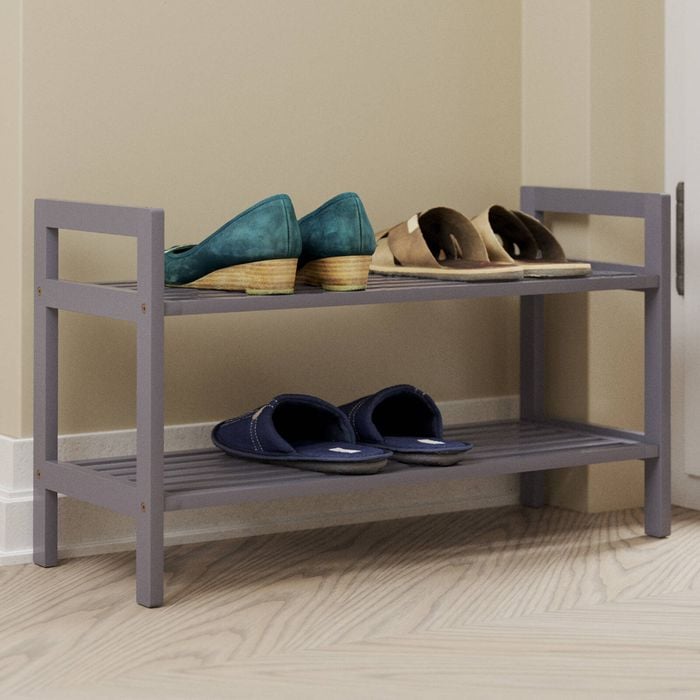 Flexi Storage Living Oyster Black 2 Tier Stackable Bamboo Shoe Rack ...