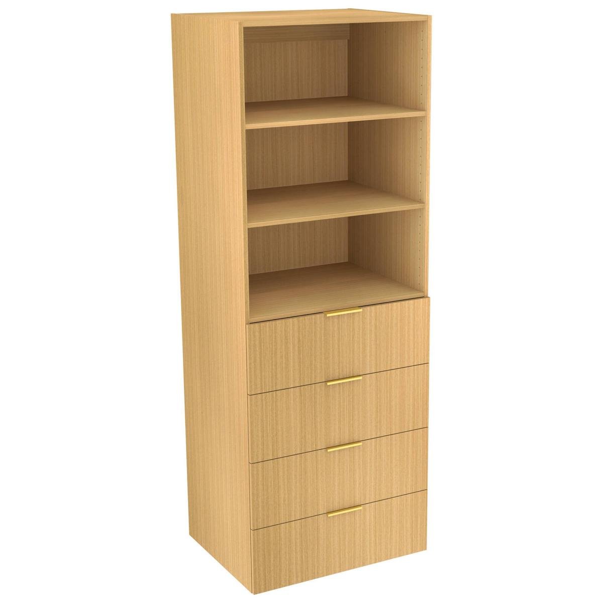 Lugna 2048 x 750 x 580mm Sand 2 Shelf 4 Drawer Storage Cabinet ...