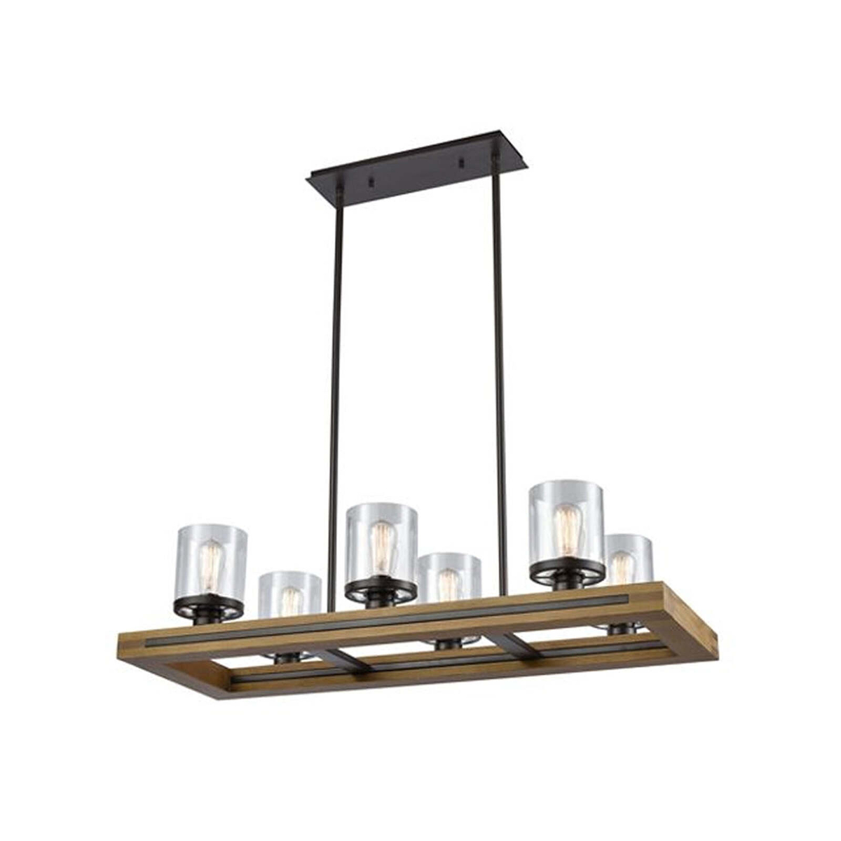 CLA Lighting METI Warm Chestnut Wood Pendant Light - Rectangular ...