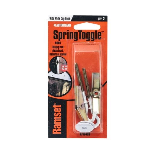 Ramset Spring Toggle With White Hook - 2 Pack - Bunnings Australia