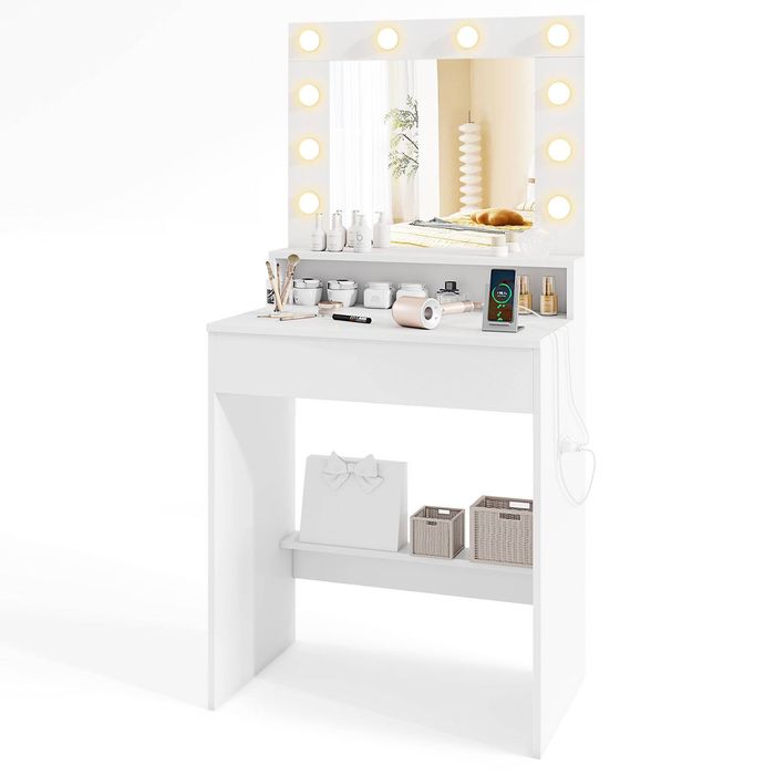 Costway Dressing Table w/Power Outlets Adjustable LED Lights - Bunnings ...