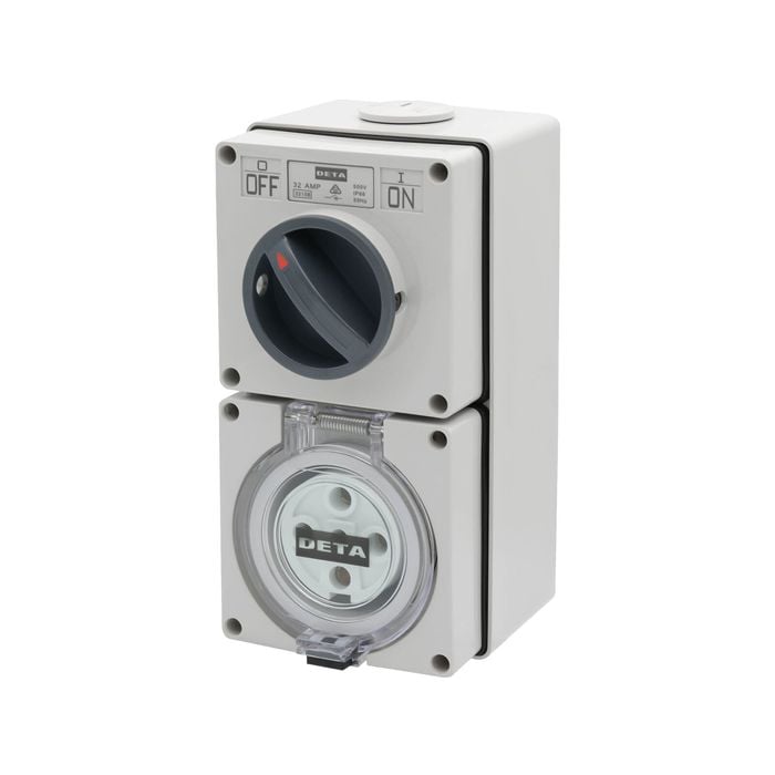 Deta 32A 500V Industrial 5 Pin Round Switched Outlet - Bunnings Australia
