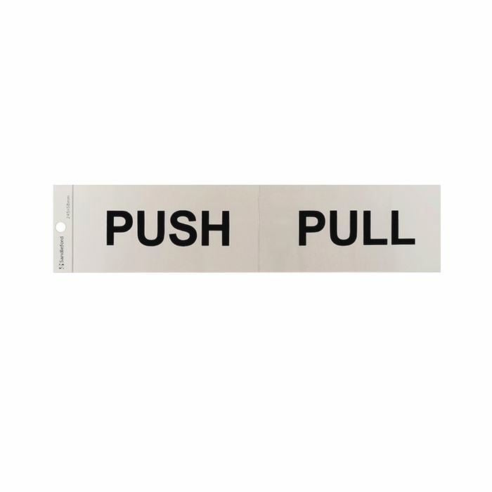 Sandleford 245 x 58mm Push / Pull Silver Self Adhesive Sign - Bunnings ...