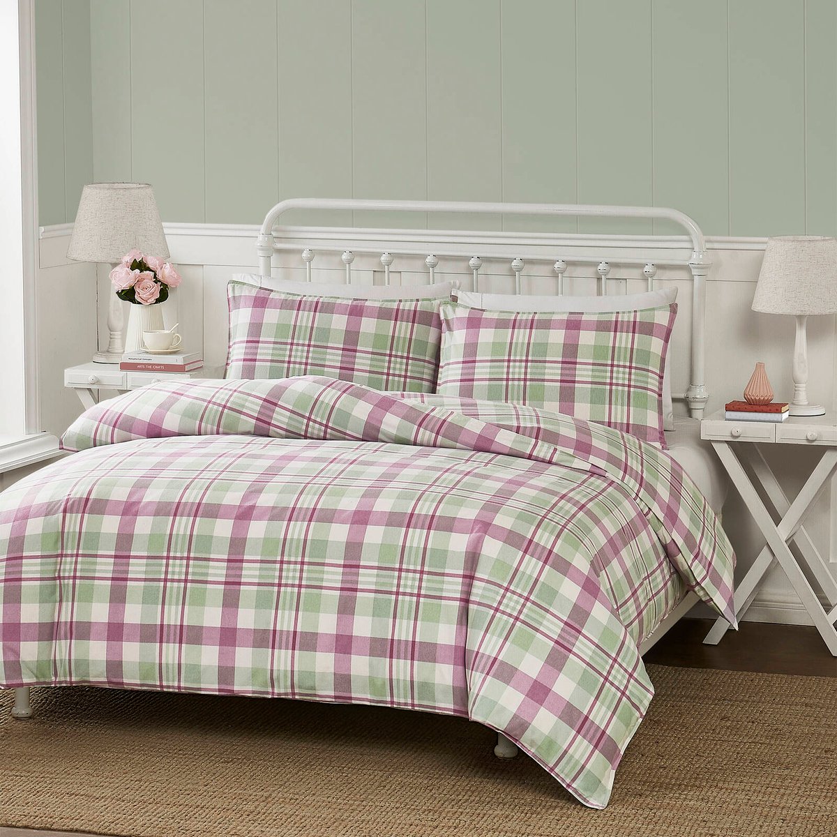 Laura Ashley Summer Check Old Rose Quilt Cover Double Bed - Bunnings ...