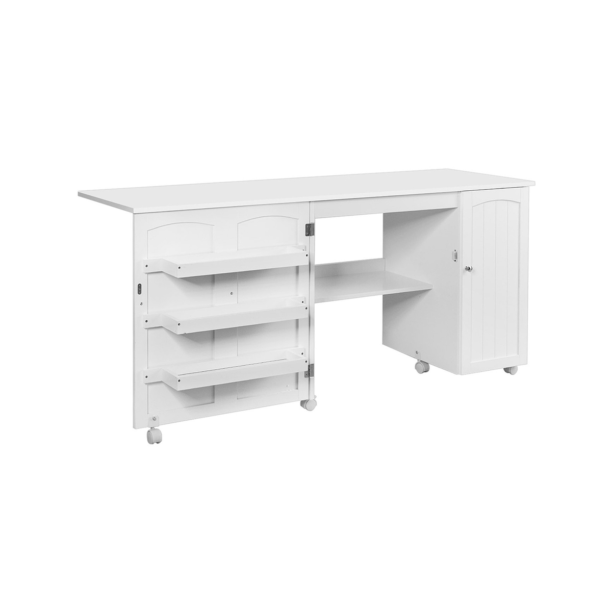 Costway Sewing Storage Table Mobile Drop Leaf Craft Cart w/Side ...