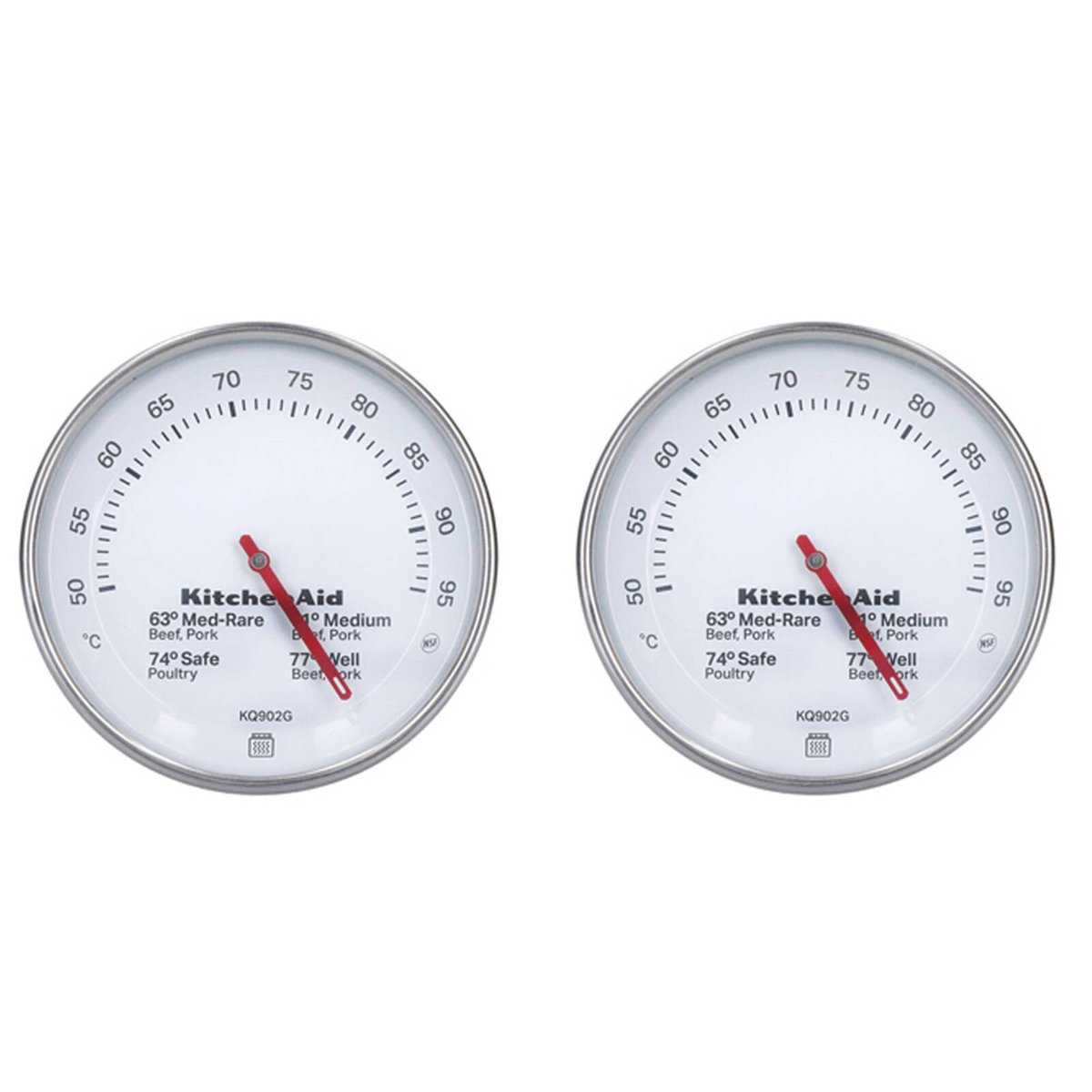 2PK KitchenAid Leave In Cooking Meat Thermometer Stainless Steel 13cm ...