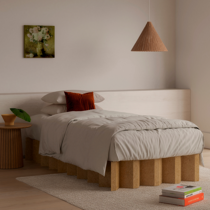 Yona Fold Out Cardboard Bed Base Frame Natural Single Bunnings