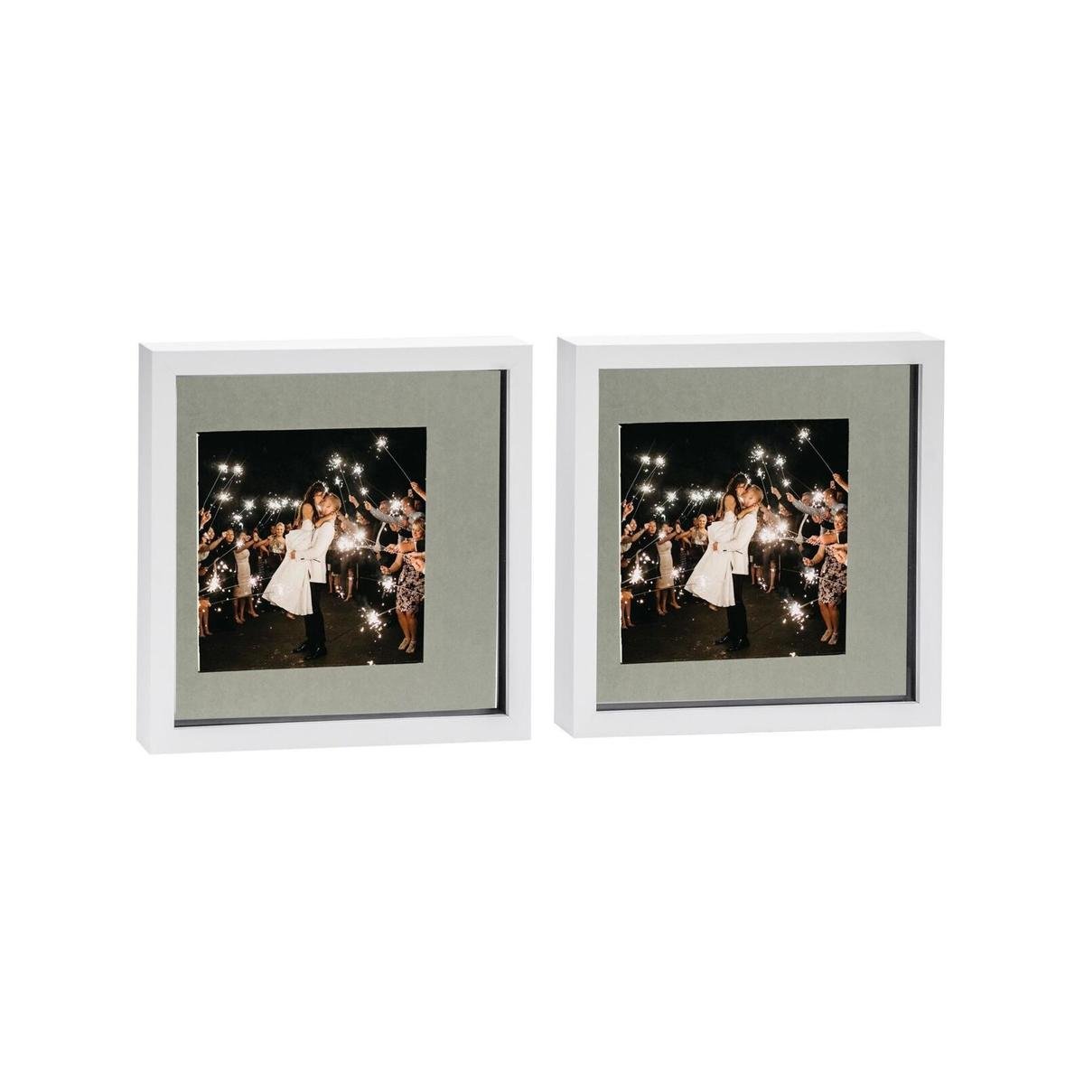 Nicola Spring 10" x 10" White 3D Box Photo Frames - 6" x 6" Mount ...