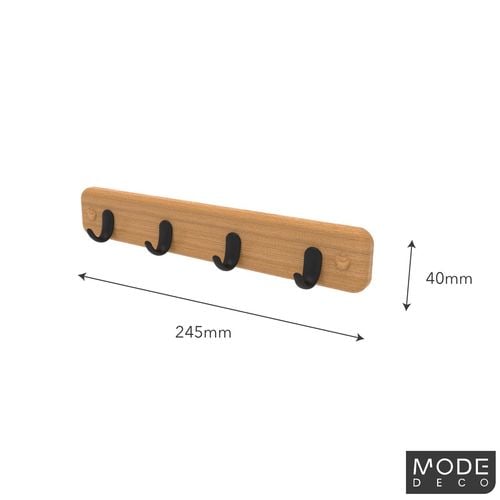 MODE 4 Black Hooks On Bamboo Board Key Rack - Bunnings Australia