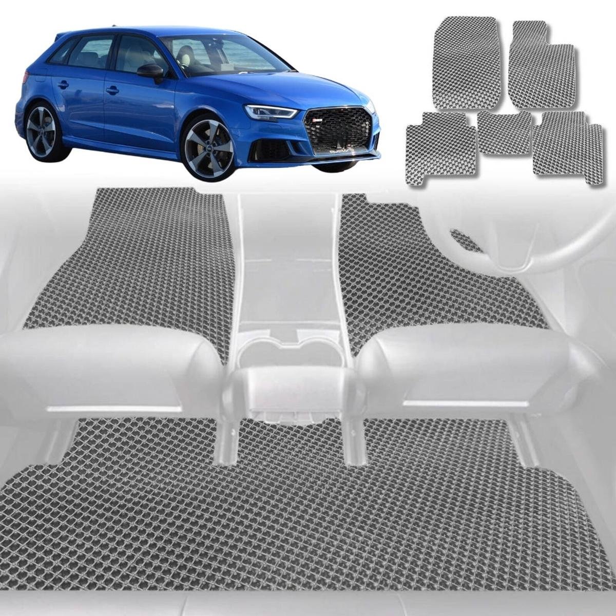 6D Diamond Car Floor Mats for Audi A3 S3 RS3 8V2013-2021-Full Set-Grey ...