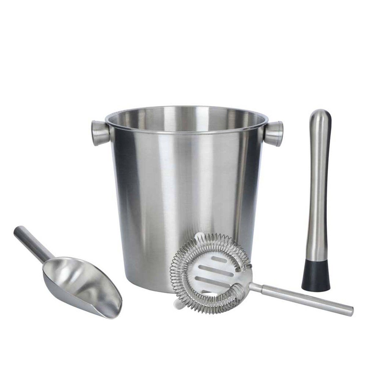 Davis & Waddell Brooklyn Stainless Steel Ice Bucket & 3 Piece Barware ...