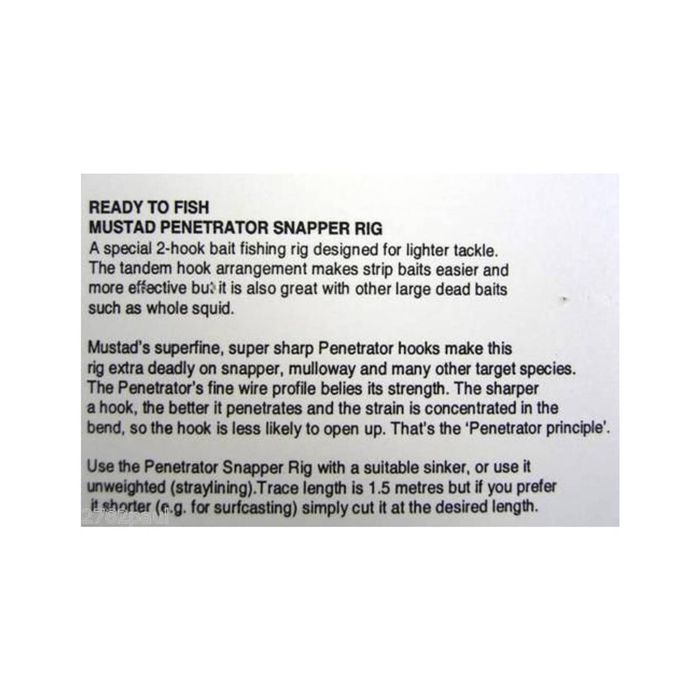 2x Mustad Penetrator Snapper 2 Hook Rig X 3 Chemically Sharpened Rigs ...